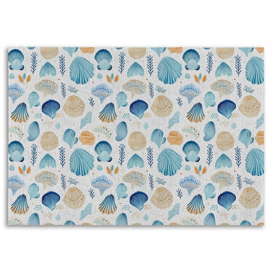 Coastal Rug, Beach House Rugs, Sea Shell Area Rug, Ocean Living Room ...