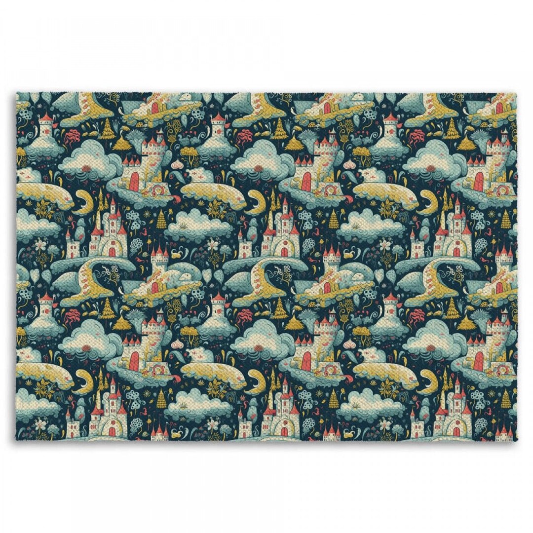 Fantasy Rug, Castle Rugs, Mystical Area Rug, Botanical Living Room Rugs ...