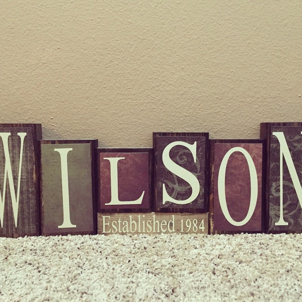 Family Name Blocks - Etsy