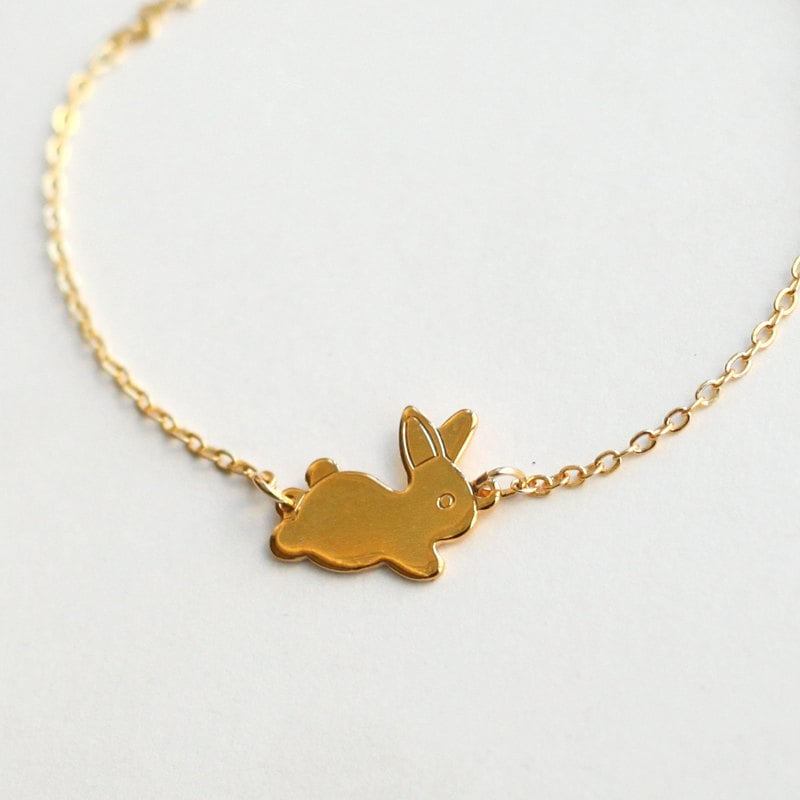 Gold Rabbit Necklace Bunny Necklace Gold Rabbit Rabbit - Etsy