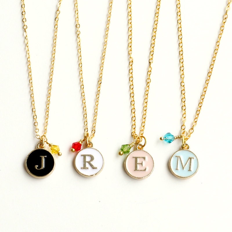 Personalized Initial Necklace BirthStone necklace Everyday | Etsy