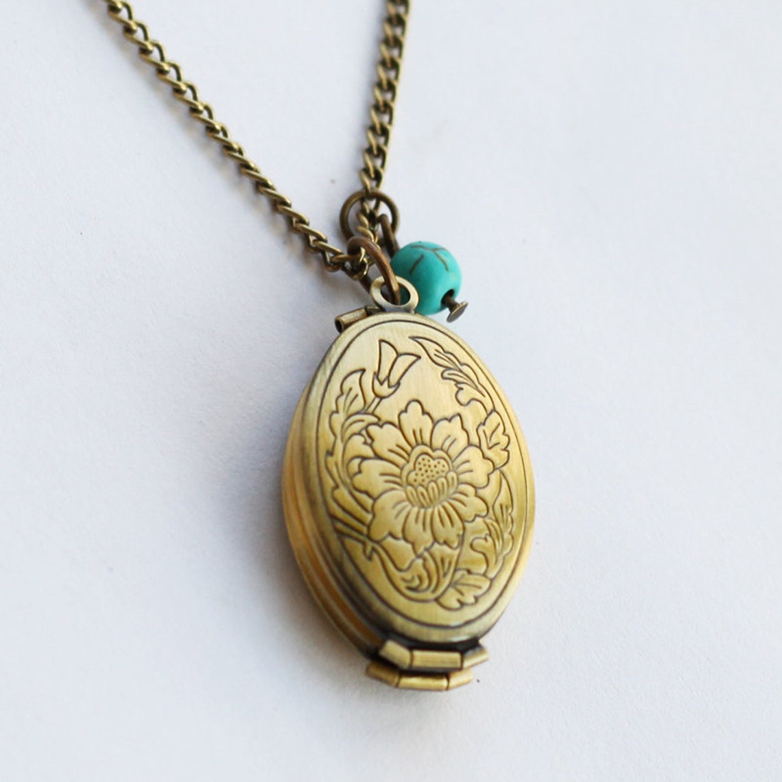 Locket Pendant Necklaceantique Brass Locket Necklace With | Etsy