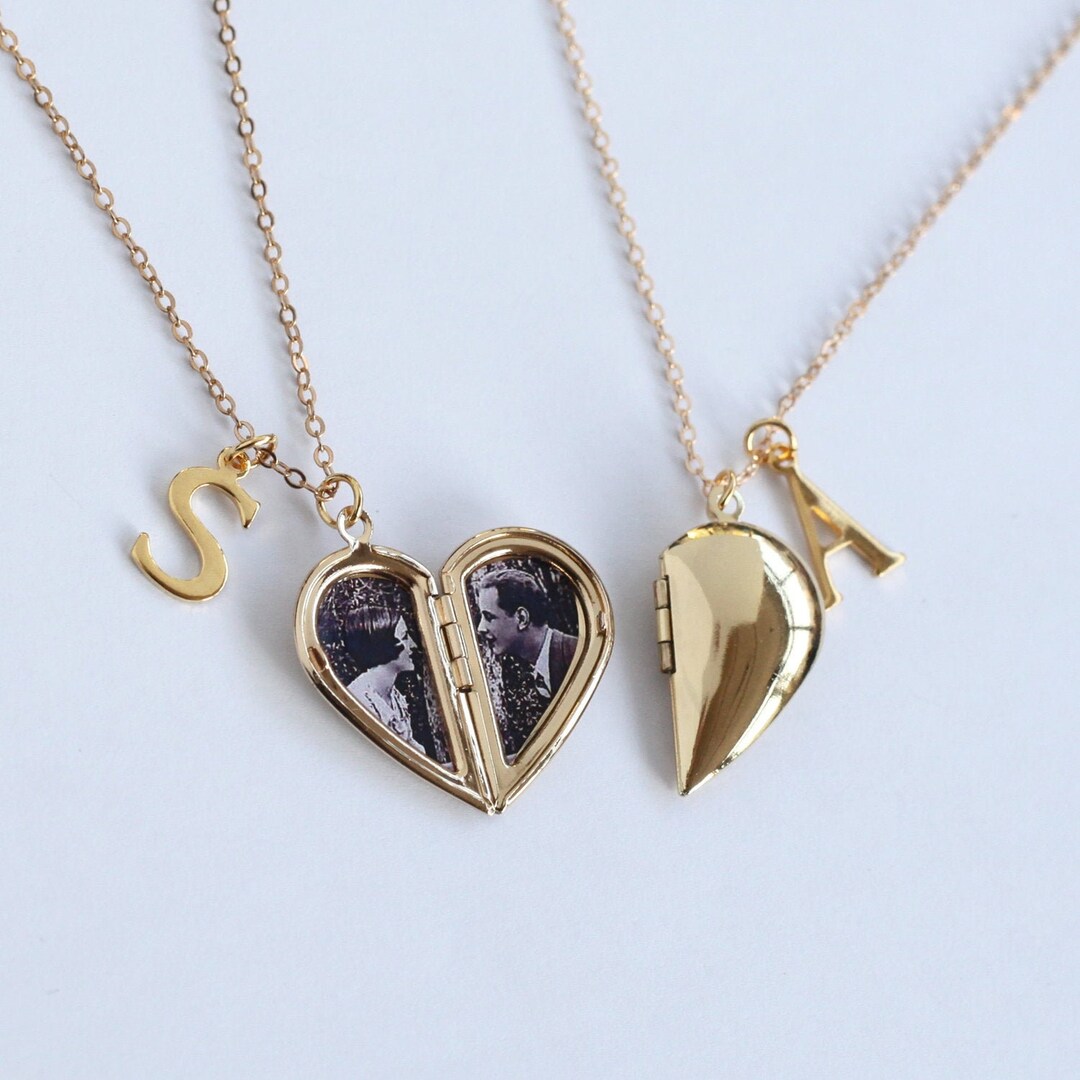 Gold Half Heart Locket Necklaces Love Locket Initial - Etsy