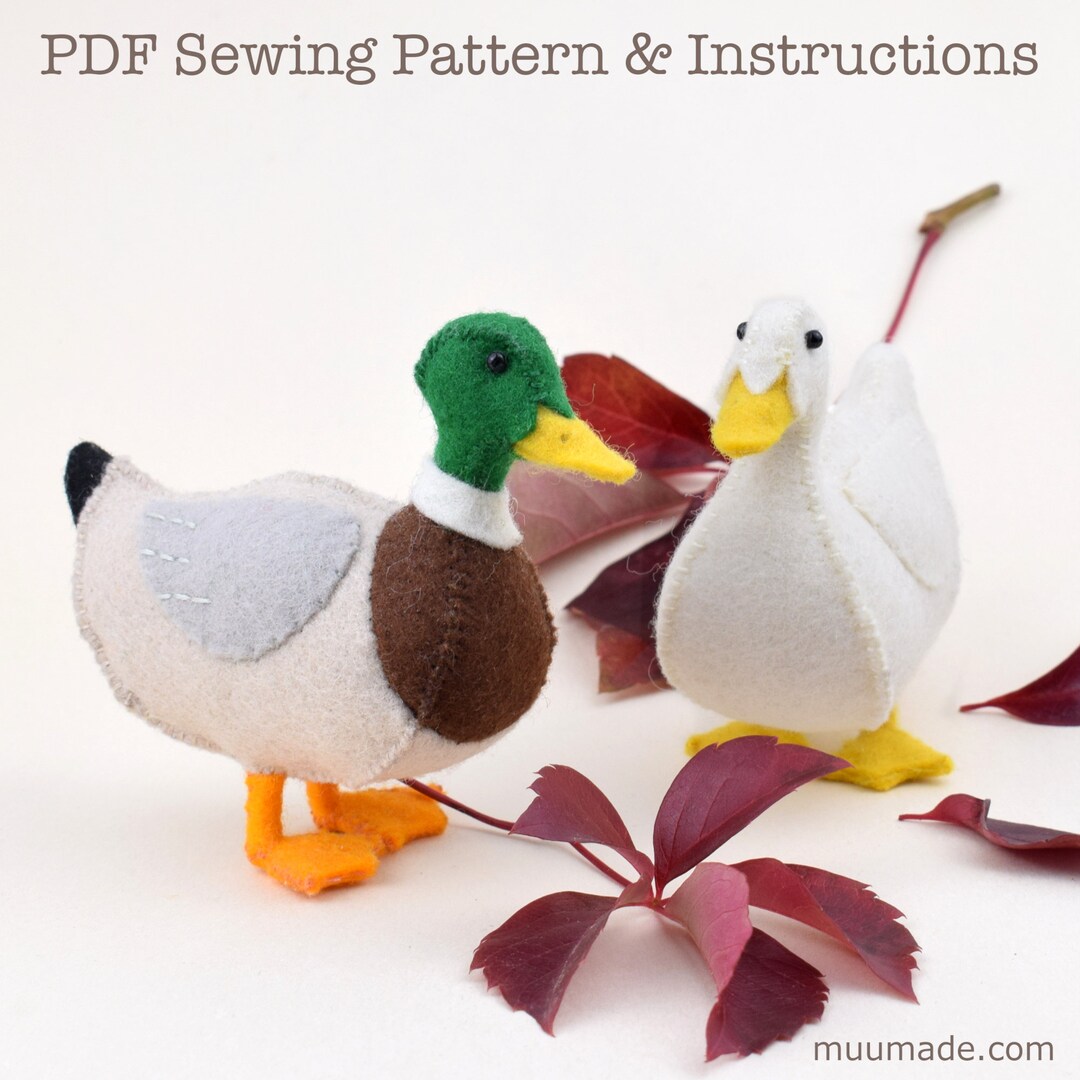 Duck Sewing Pattern & Tutorial: DIY Felt Animal, Realistic Bird ...