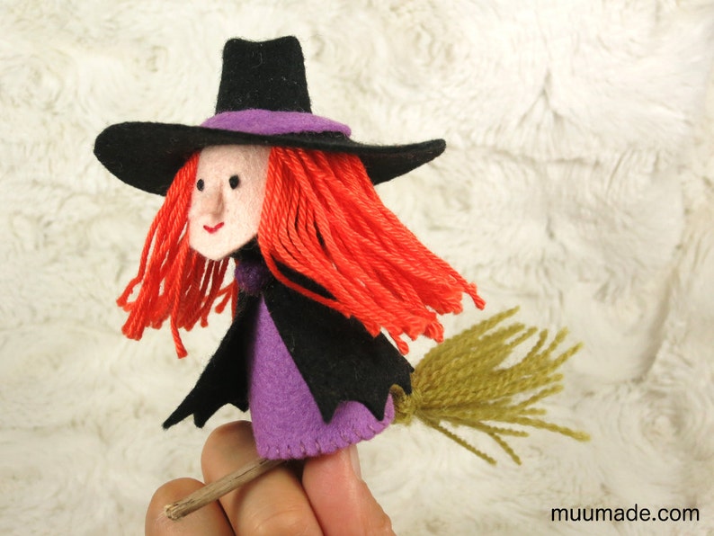 Witch Finger Puppet Sewing Pattern Black Cat Finger Puppet - Etsy