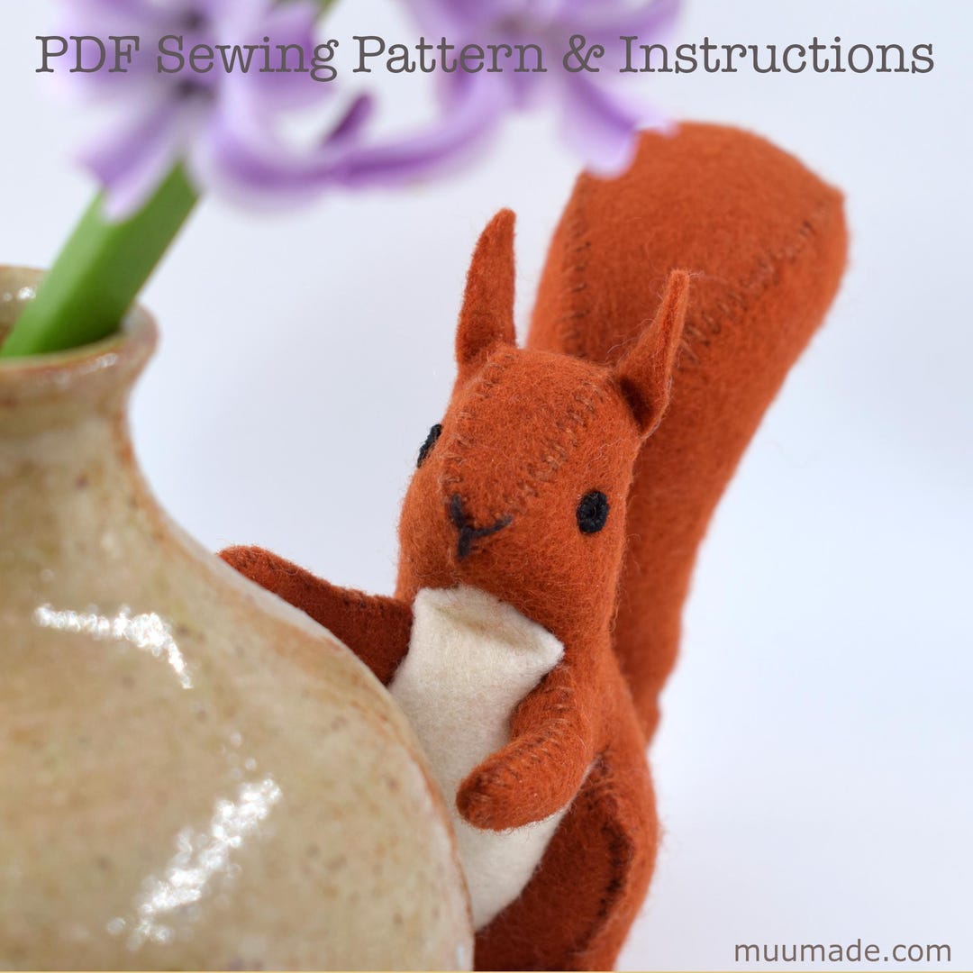 Squirrel Sewing Pattern to Make an Adorable Forest Animal Toy: DIY Felt ...