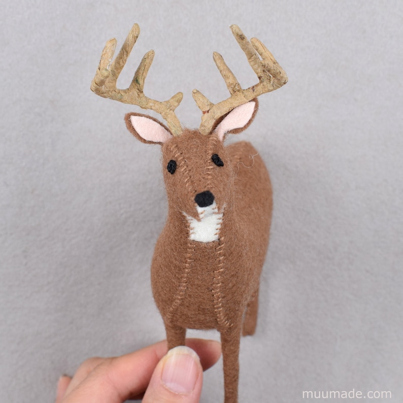 Felt Deer Sewing Pattern: DIY Woodland Stag, Handmade Buck Tutorial in ...