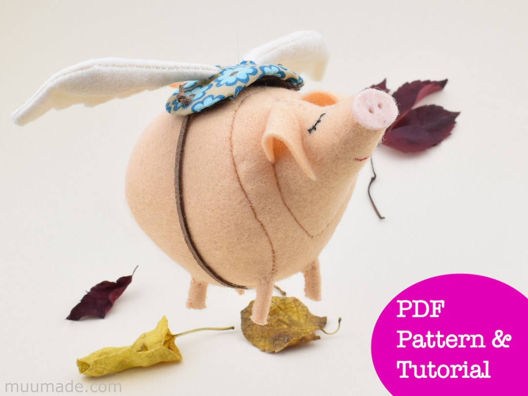 Flying Pig Sewing Pattern, Felt Pig With Wings, Whimsical Decor ...