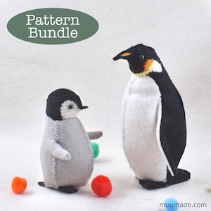 Penguin Sewing Pattern Bundle: Felt Animal Patterns, Sea Animals, Handmade Gift, Mother Baby ...