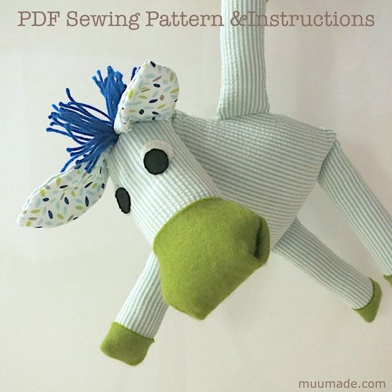 Printable Stuffed Horse Pattern Unicorn Plush Sewing Pattern, Stuffed
