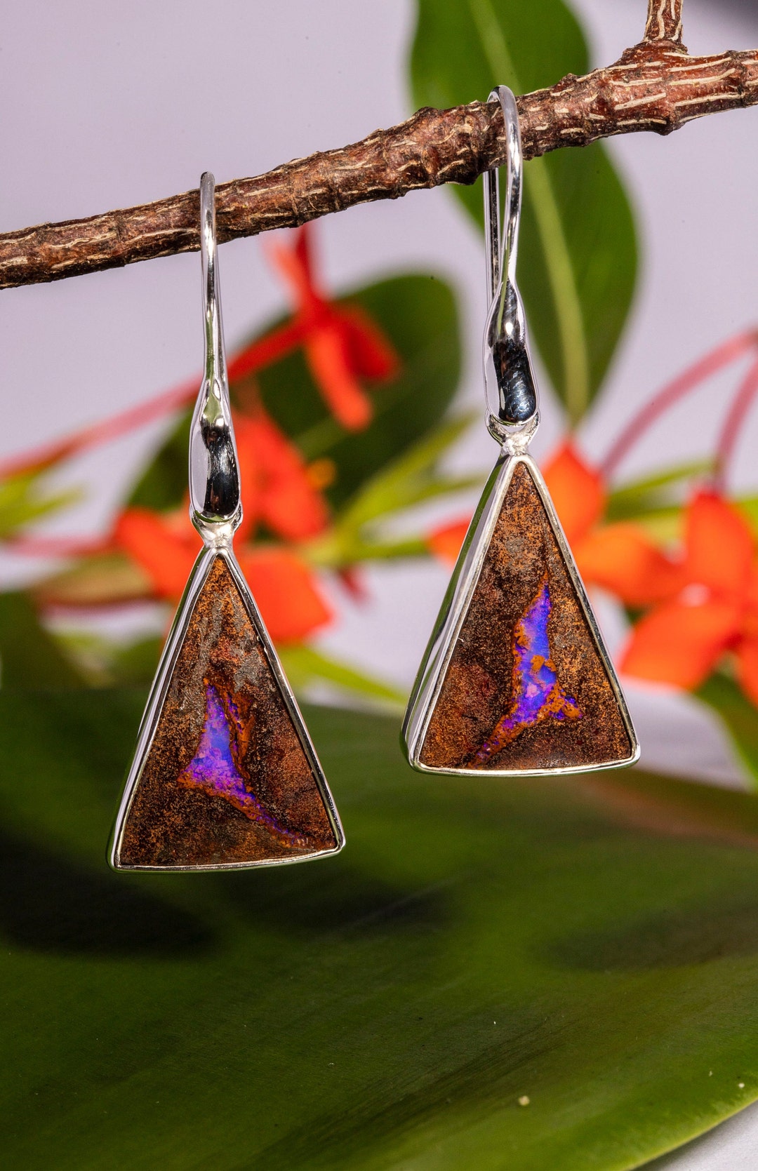 Australian Opal Earrings in 925 Long Shine Silver - Etsy