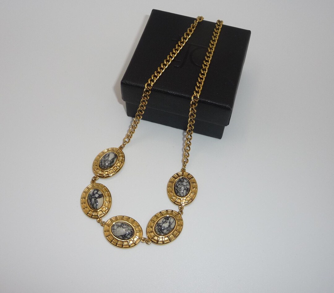 Classy Gold Plated Stainless Steel Necklace Featuring Dendritic Agate ...