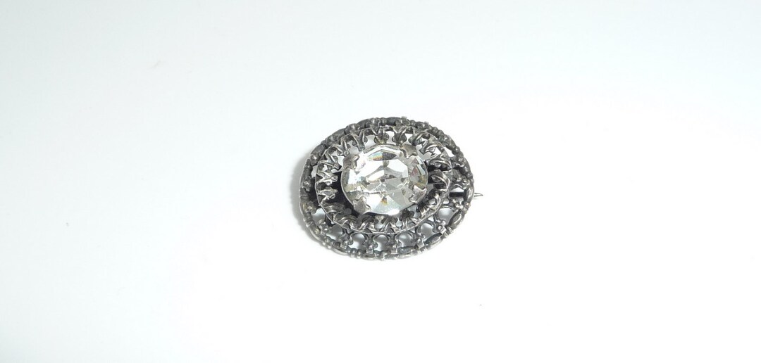 Petite broche vintage tchèque bohème art déco en cristal de verre ...