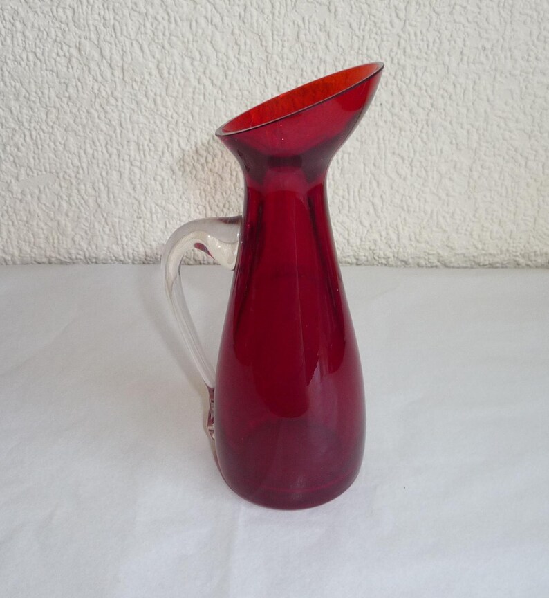 Rare 60's Whitefriars Glass Ruby Red Art Glass Jug Pattern No 9263 ...