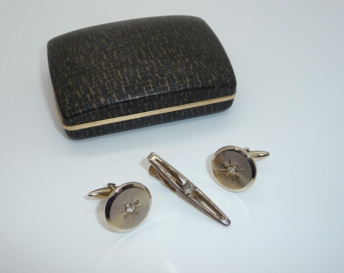 Stylish Retro Boxed Stratton Gold Plated With Rhinestone Crystal ...