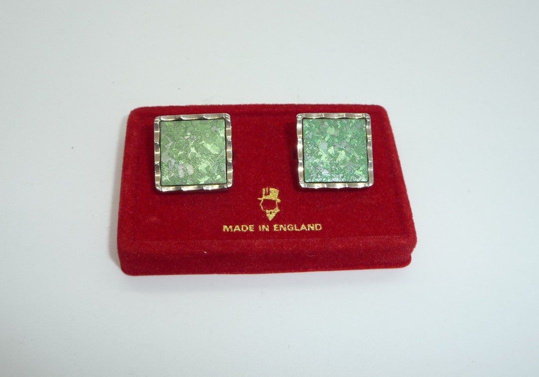 Vintage Classic Stratton Green Stone Cufflinks Stamped PAT - Etsy