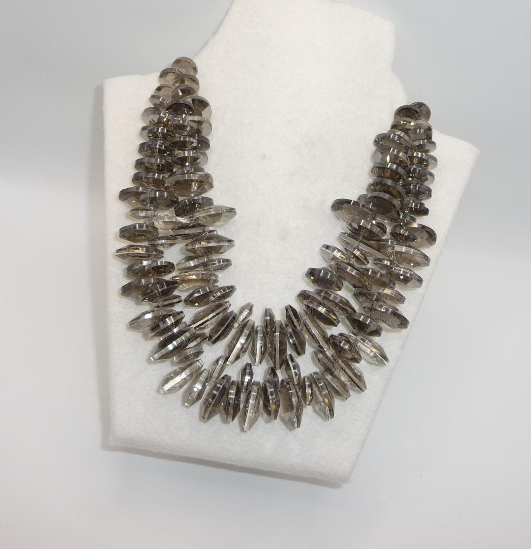 Chunky Smoke Grey Facet Cut Crystal Statement Bib Necklace ...