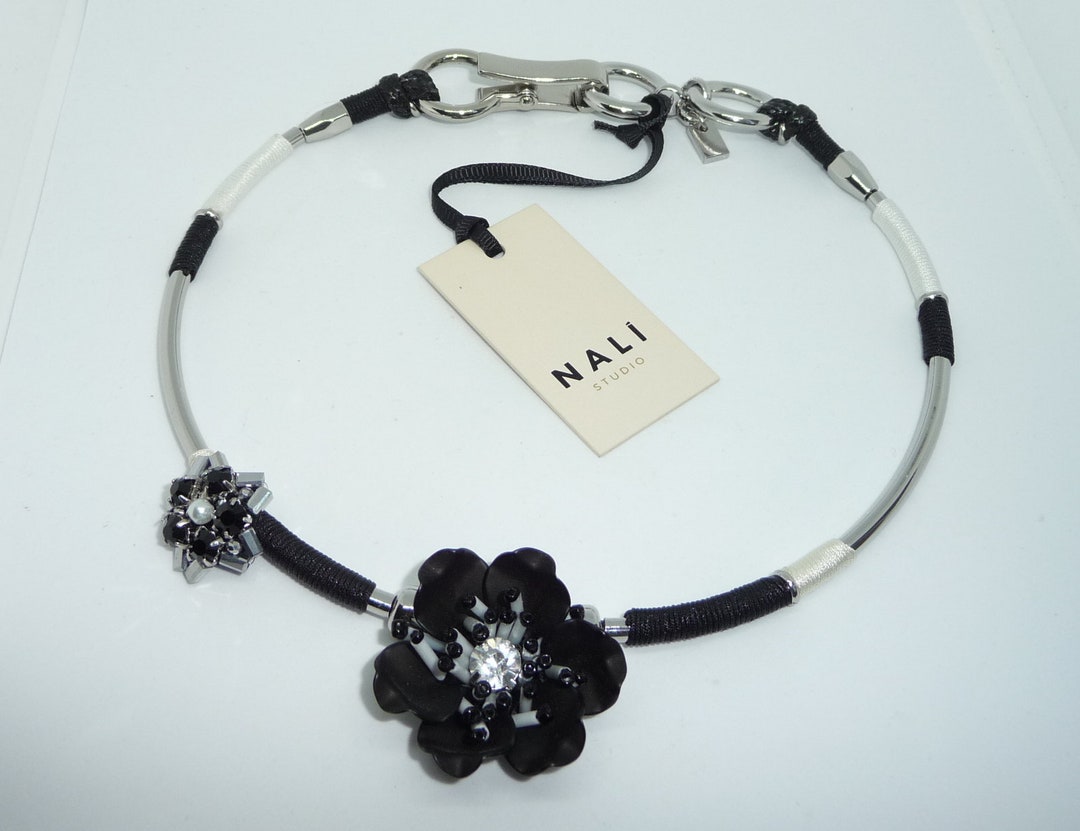 Fabulous Nali Studio Boho Flower & Star Silver Tone Choker Statement ...