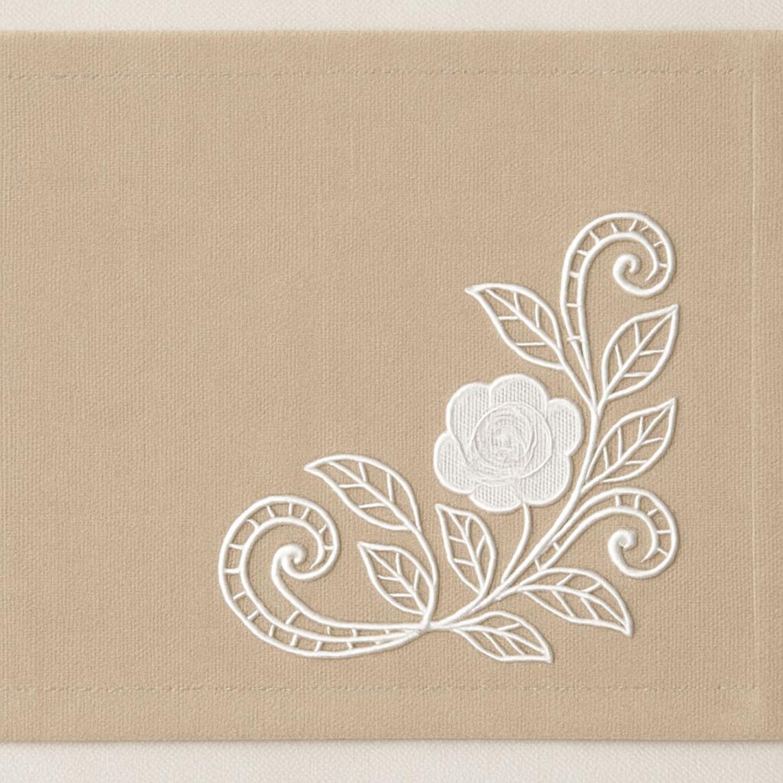 White Cutwork Rose Embroidery Design - Elegant Vintage Cutwork Lace ...