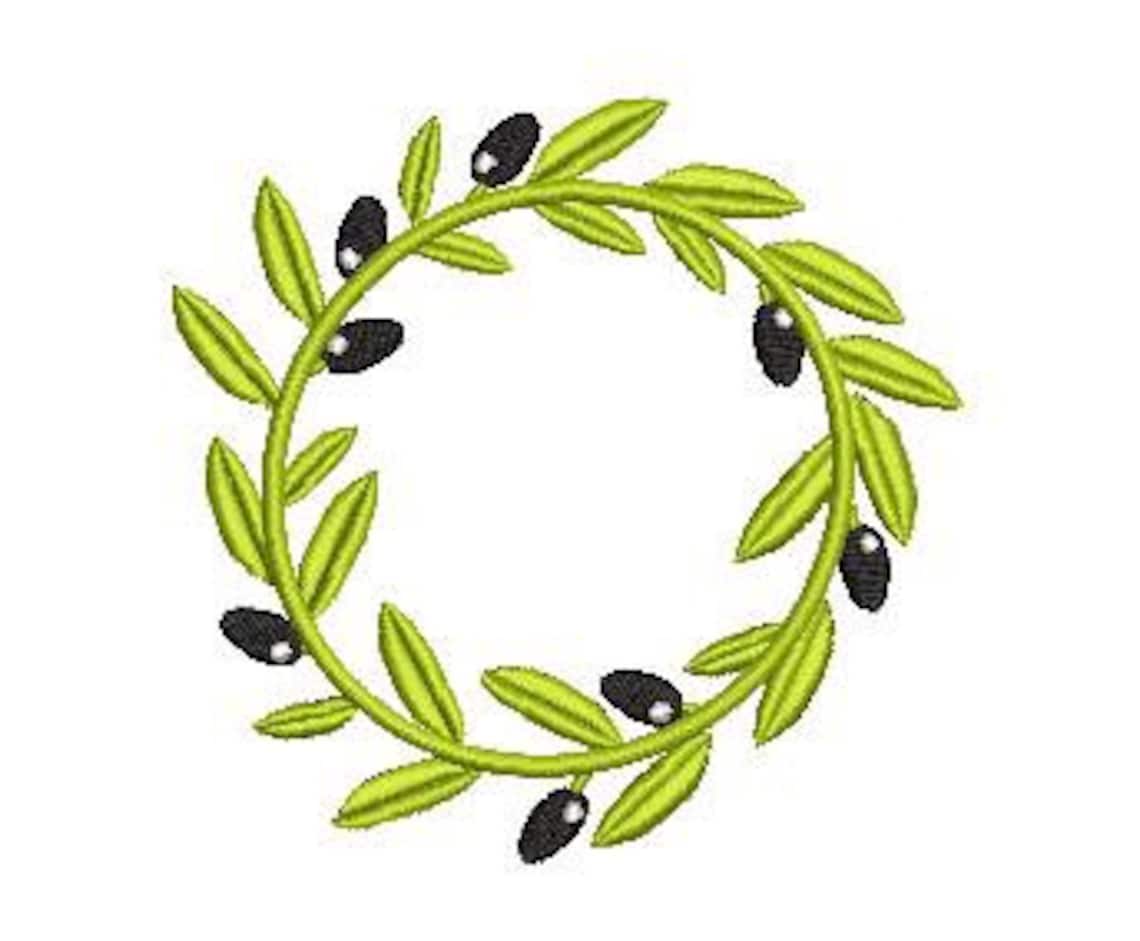 Olive Wreath Machine Embroidery Design, Olive Circle Embroidery, Olive ...