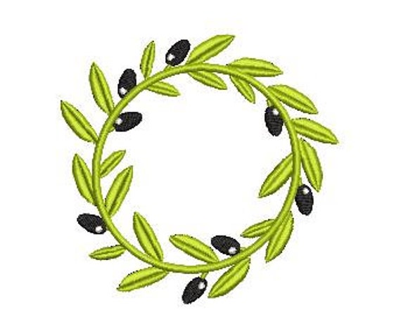 Olive Wreath Machine Embroidery Design Olive Circle | Etsy