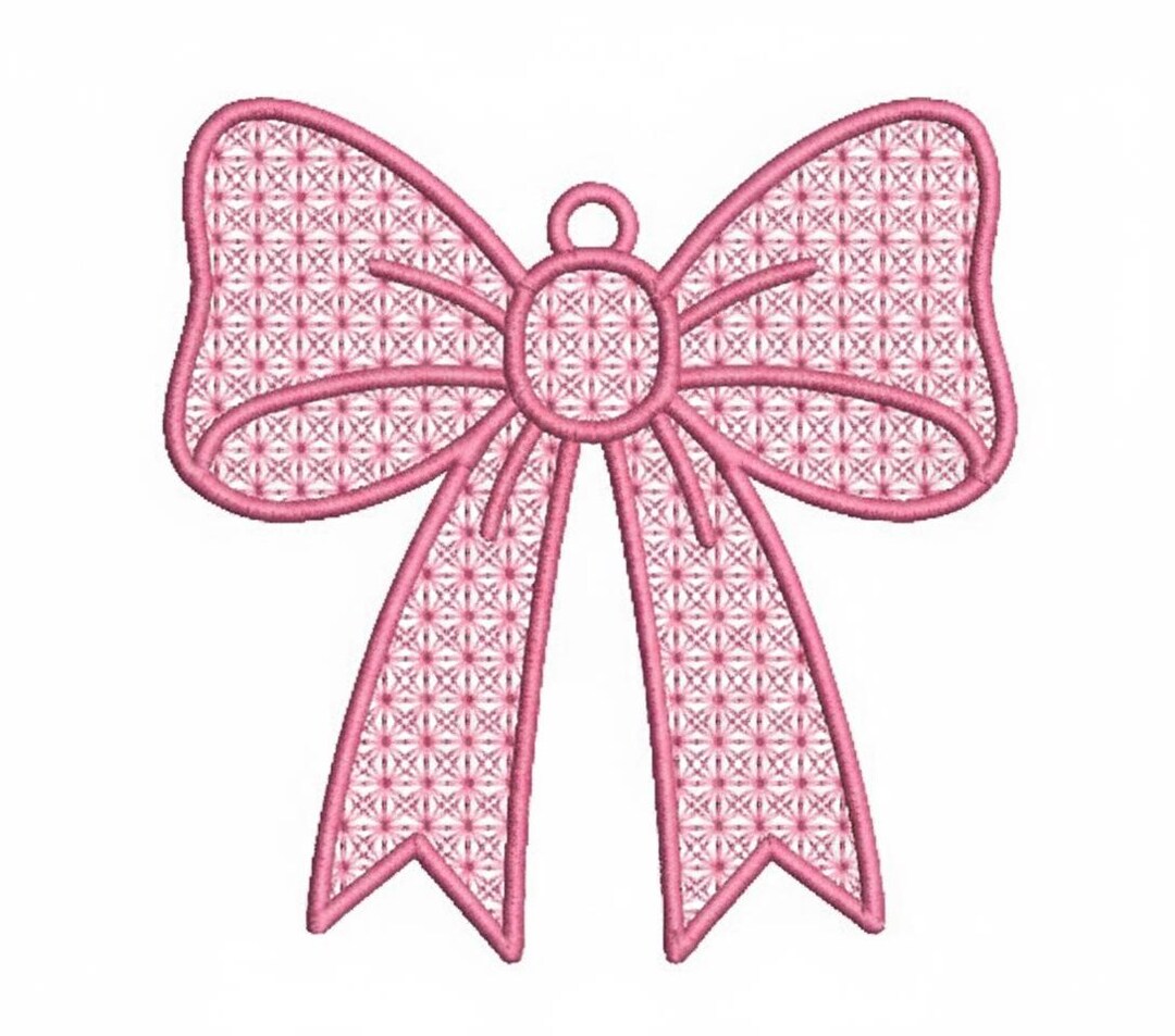 Bow Embroidery Design - Pretty Pink Ribbon Pattern - 2 Sizes - Gift ...