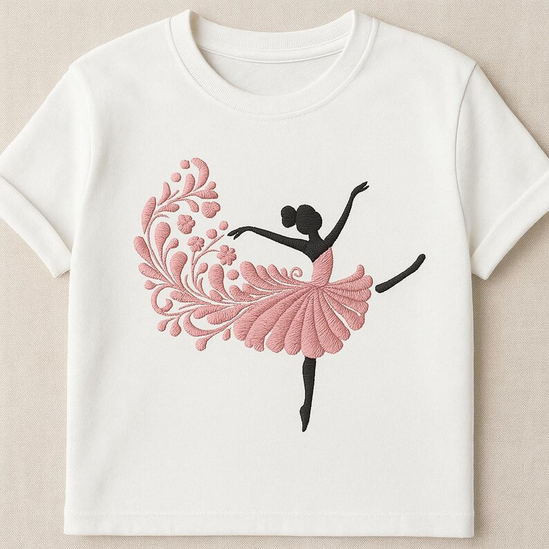 Ballerina Embroidery Design - Ballet Dancer Floral Tutu - Dance Design ...