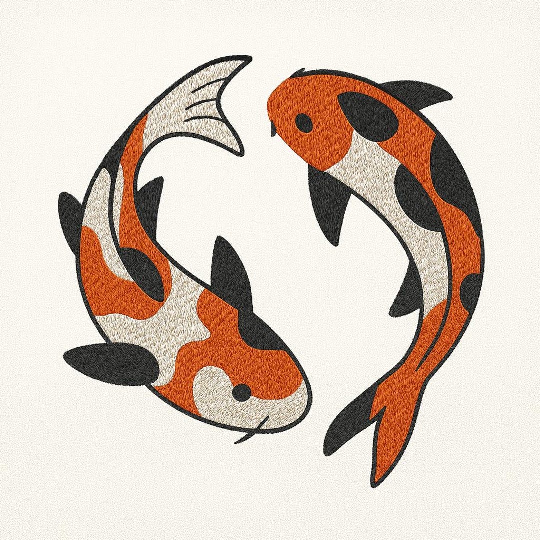 Koi Fish Machine Embroidery Design - Japanese Asian Zen Garden Yin Yang ...