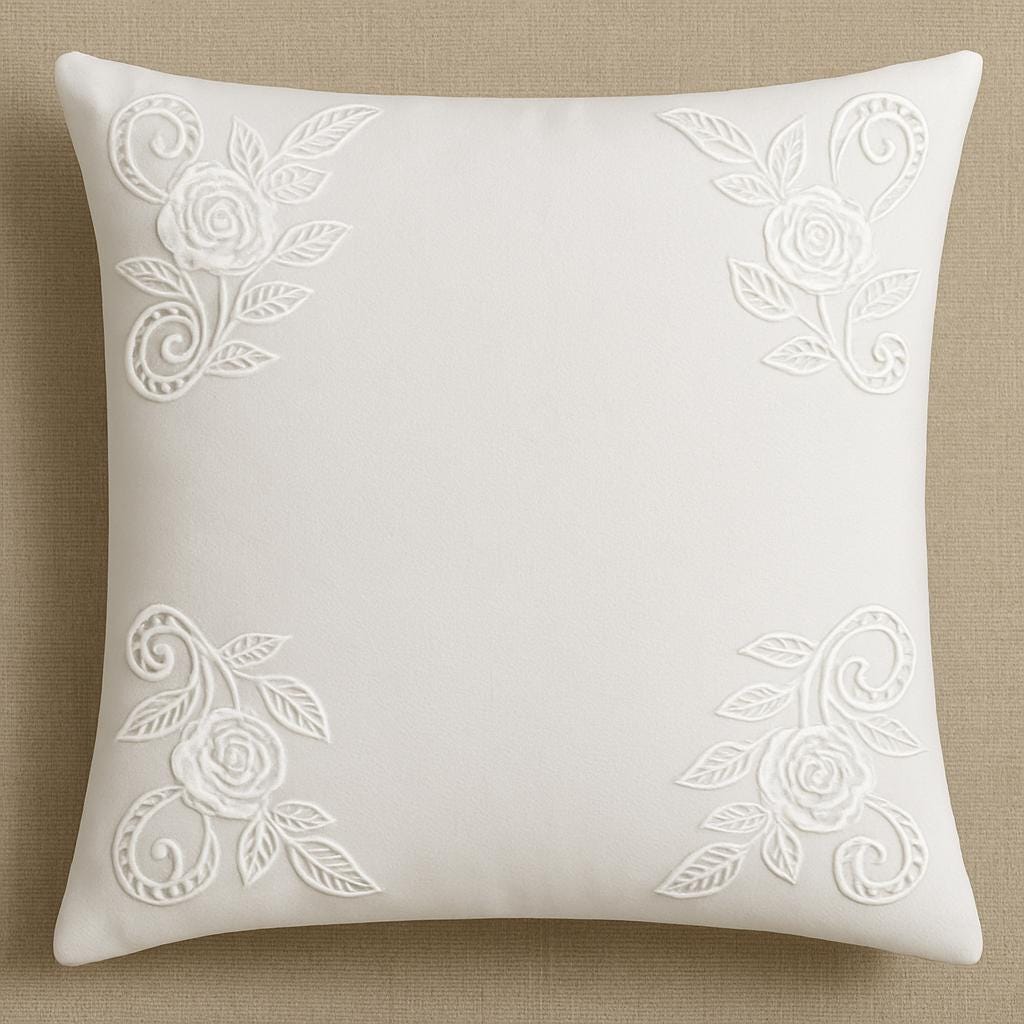White Cutwork Rose Embroidery Design - Elegant Vintage Cutwork Lace ...
