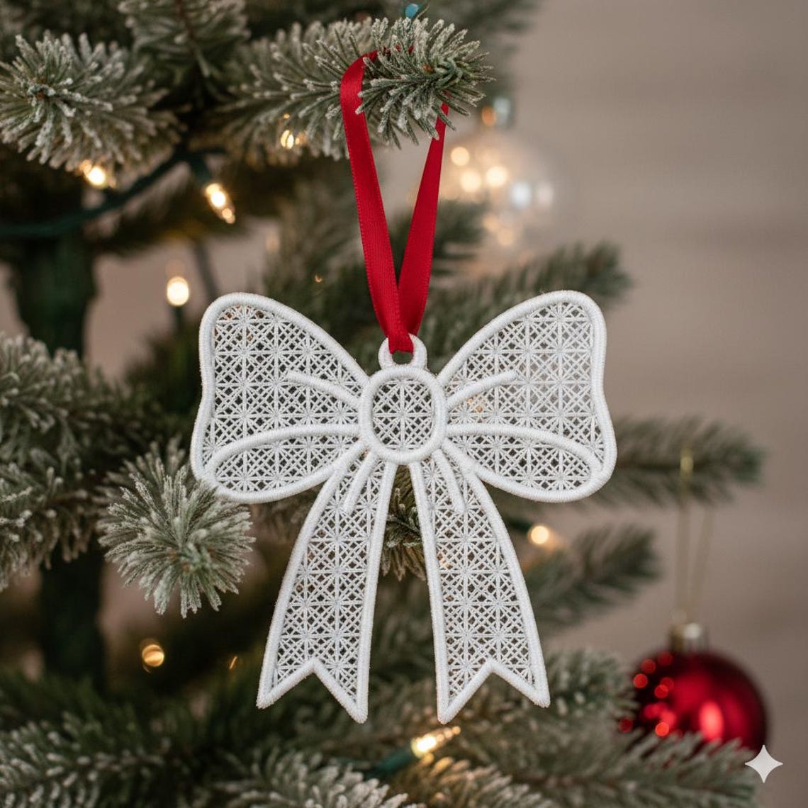 FSL Bow Earring Embroidery Design - Free Standing Lace Christmas ...