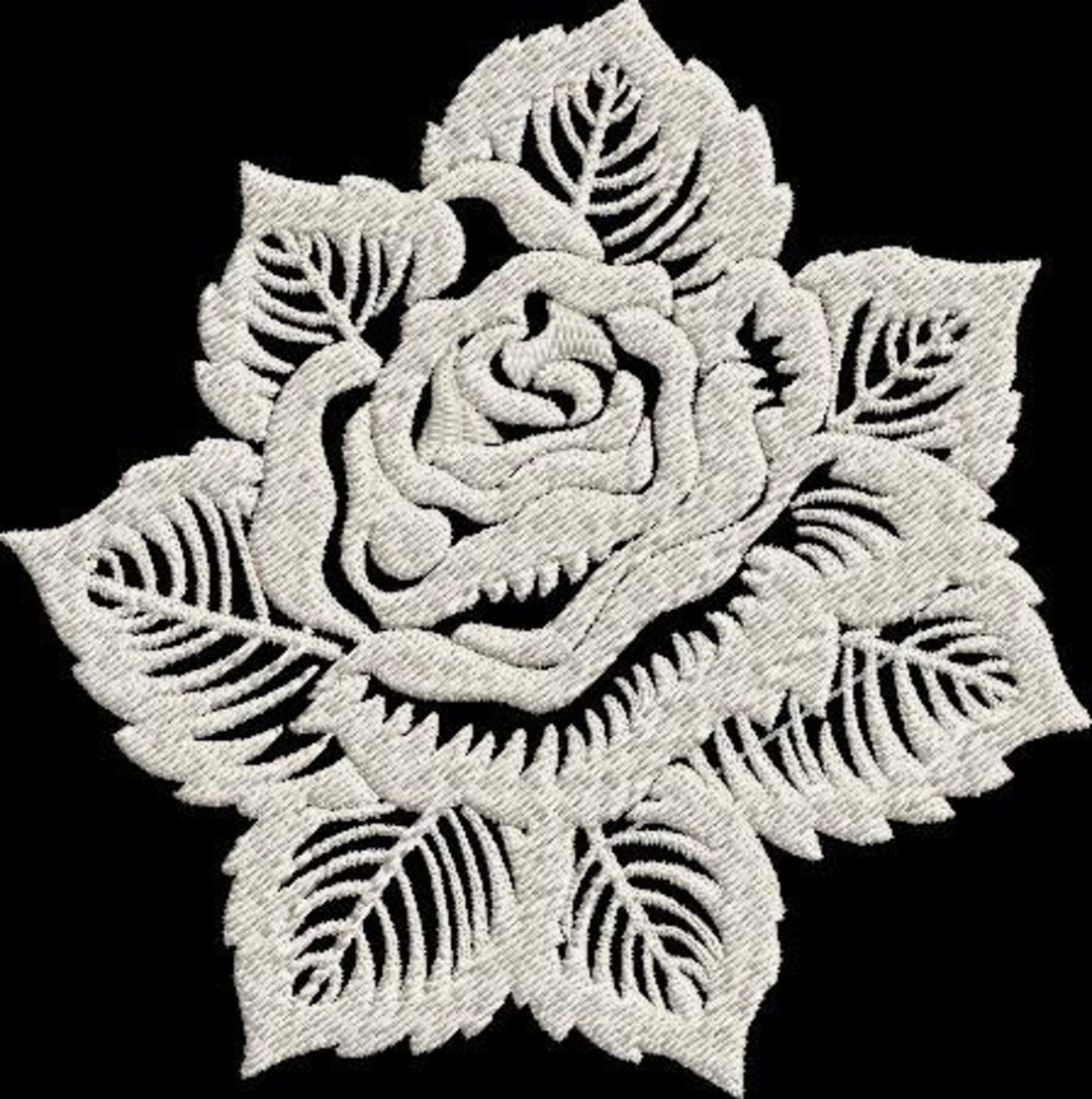 White Rose Machine Embroidery Design, Floral Embroidery, Embroidery ...