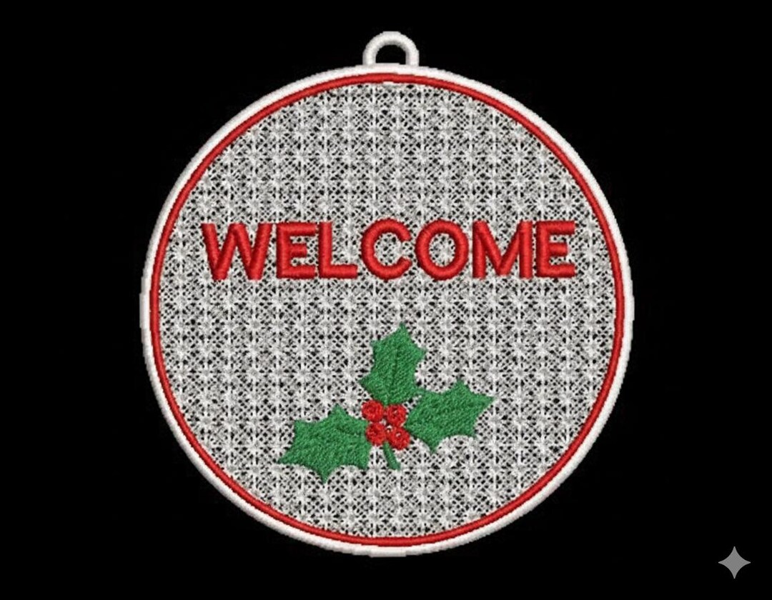 FSL Welcome Sign Christmas Embroidery Design - Free Standing Lace ...