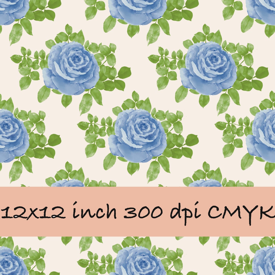 Watercolor Blue Roses Scrapbook Paper, Scrapbooking Paper, Digital ...