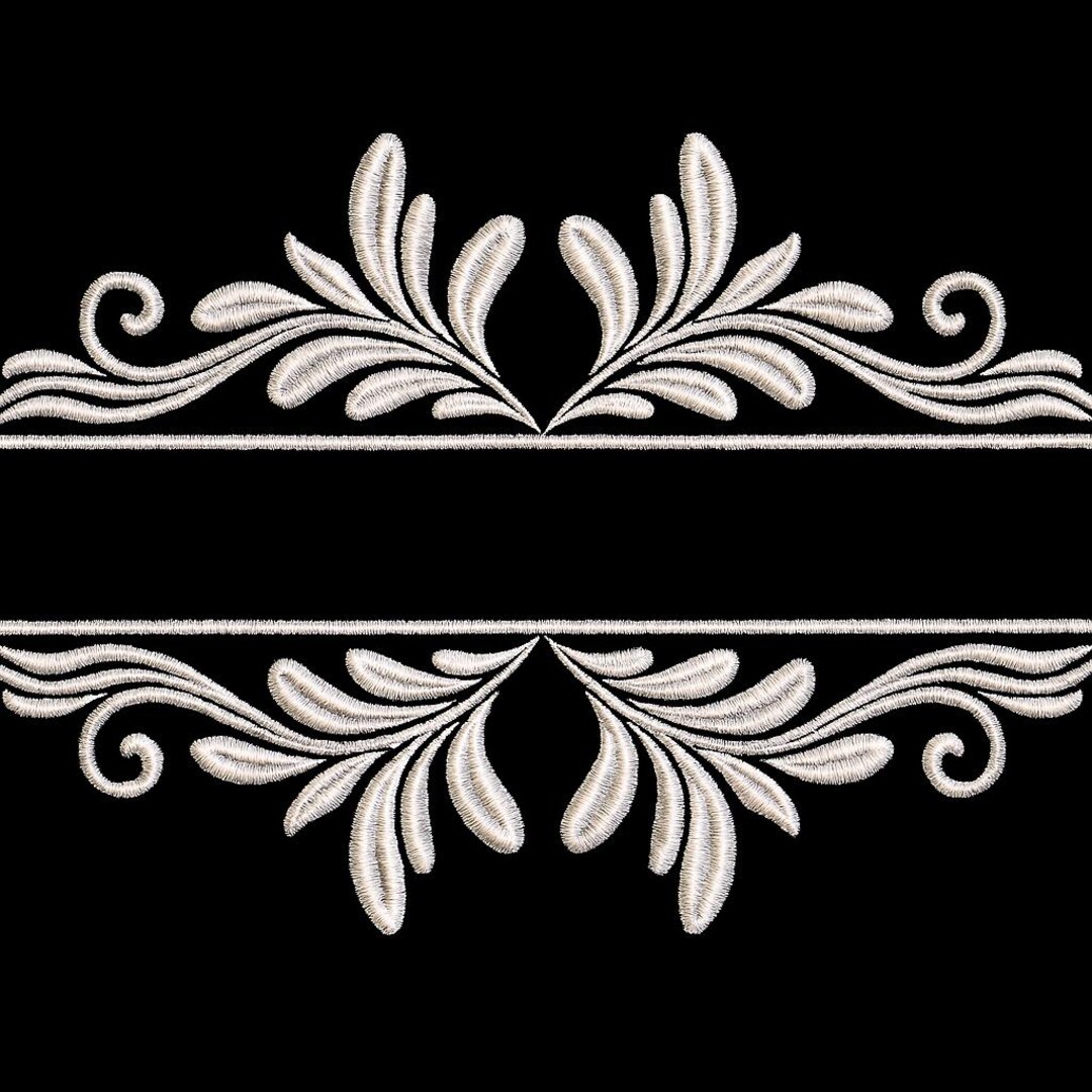 Floral Split Frame Embroidery Design, Elegant Ornamental Border Machine ...