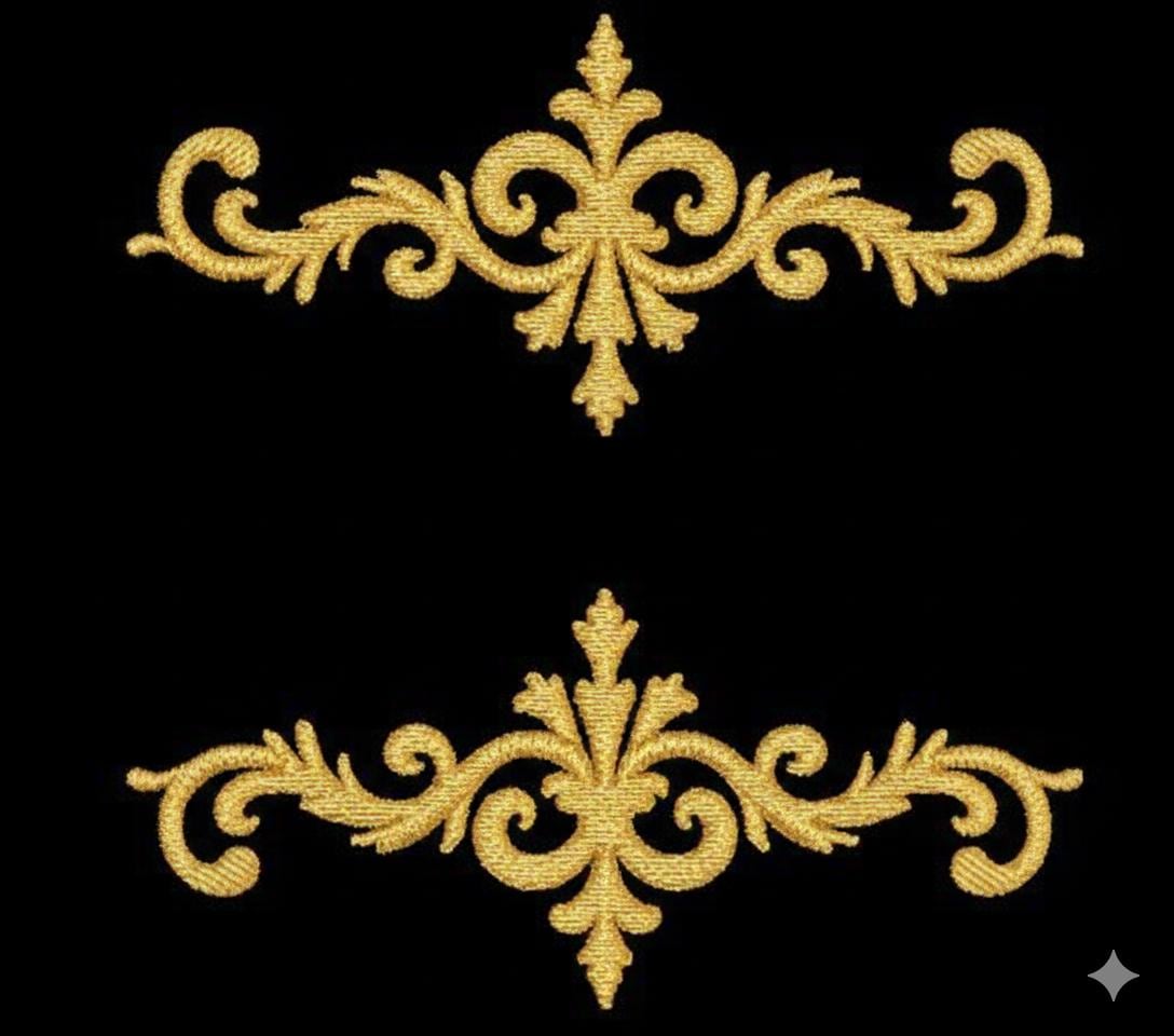 Elegant Border Embroidery Design, Baroque Ornament Machine Embroidery ...