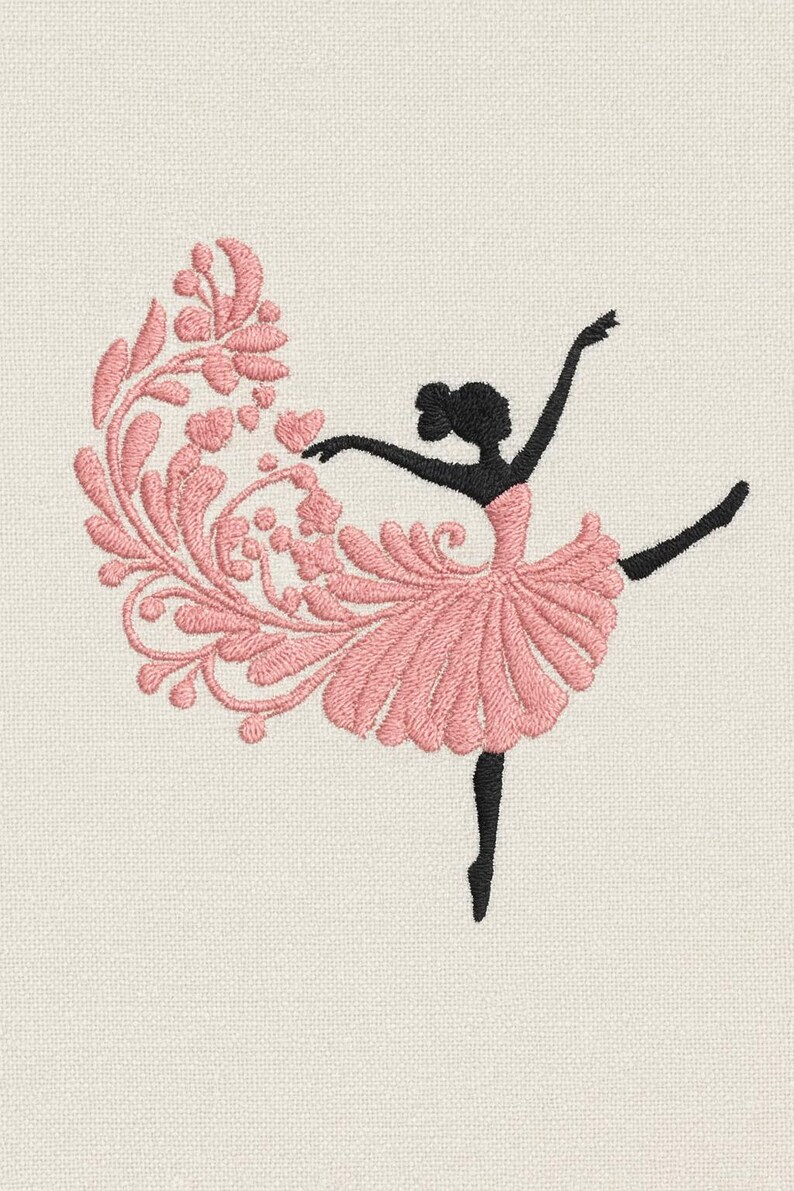 Ballerina Embroidery Design - Ballet Dancer Floral Tutu - Dance Design ...
