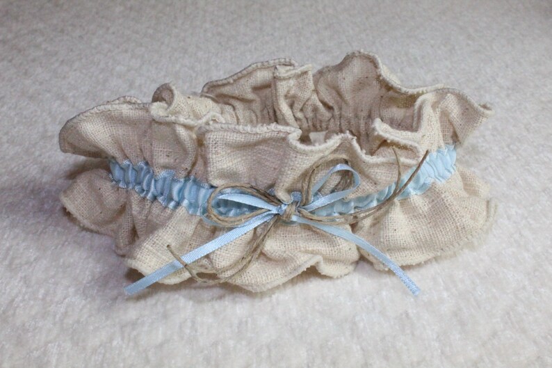 Rustic Burlap Wedding Garter With Something Blue - Etsy