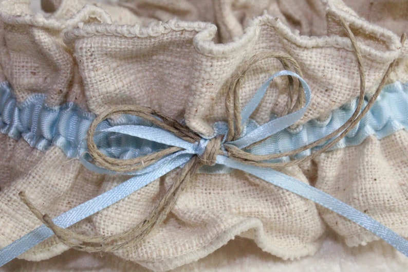 Rustic Burlap Wedding Garter With Something Blue - Etsy