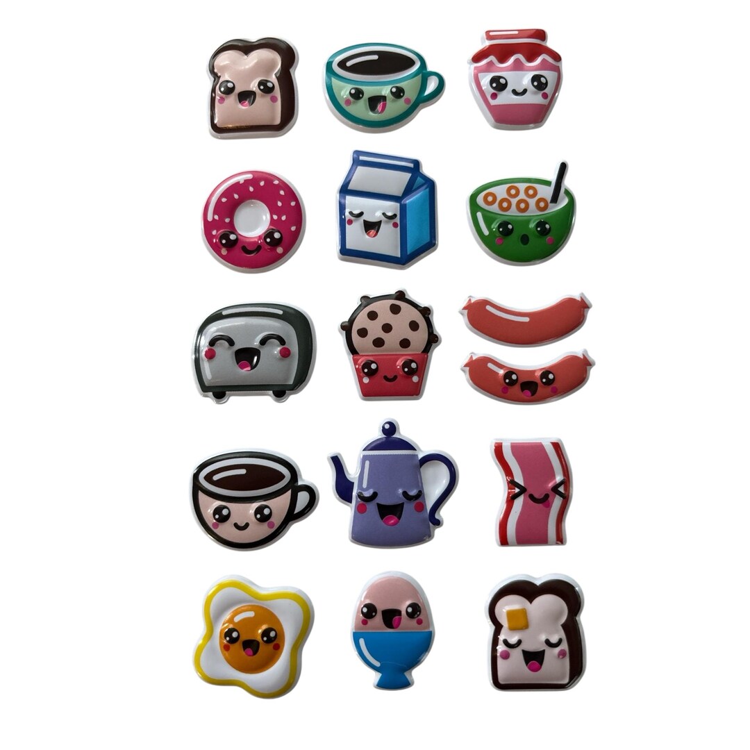 Happy Foods Puffy Sticker Set | 16 Adorable Colourful Stickers ...