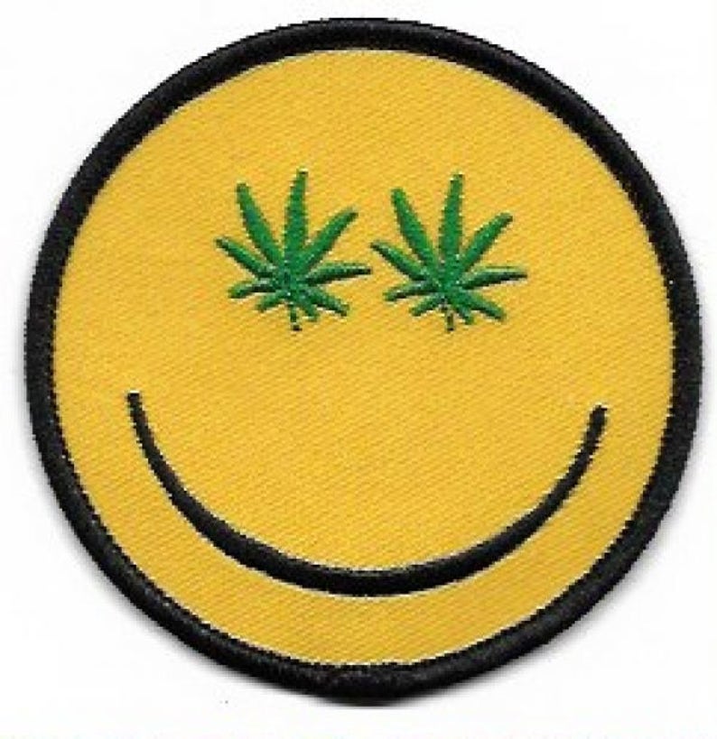 Pot Smiley Face Embroidered Patch Iron on Applique Cannabis - Etsy