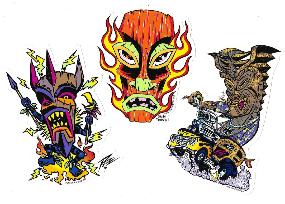 Art Stickers | Tiki Sticker Set | Bumper Stickers | Hot Rod Stickers ...
