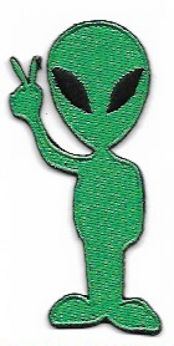 Green Alien Peace Fingers Embroidered Patch / Iron on | Etsy