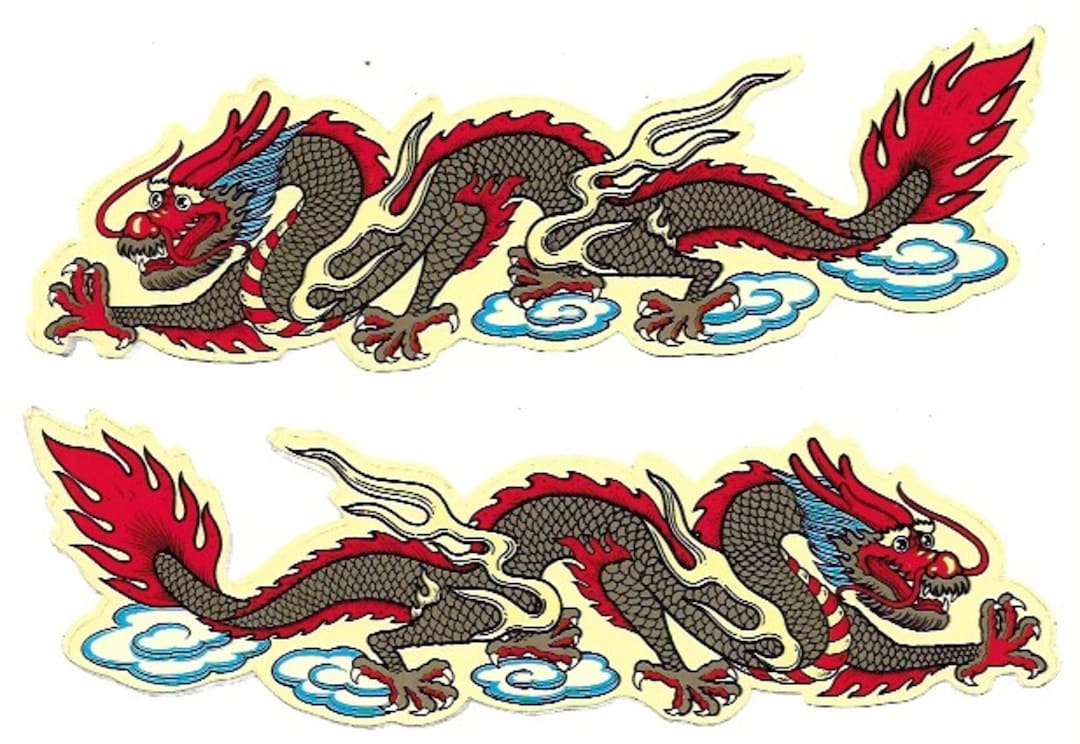 Chinese Dragon Sticker | Colourful Die-cut Dragon | 1990s | Hotrod ...