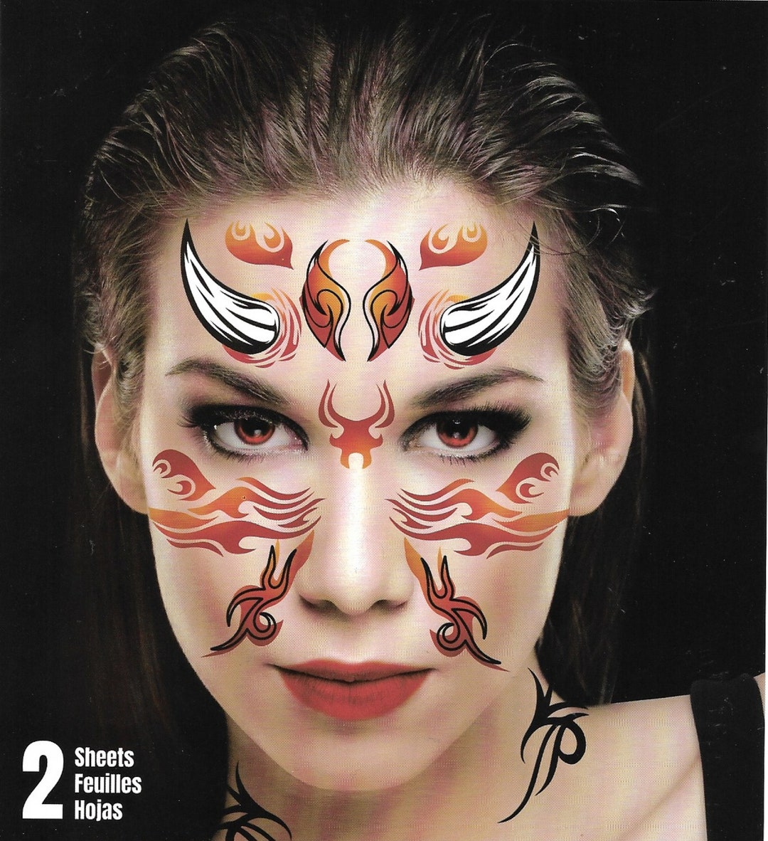 Temporary Tattoos | Devil Motif | Costume Accessory | Unisex ...