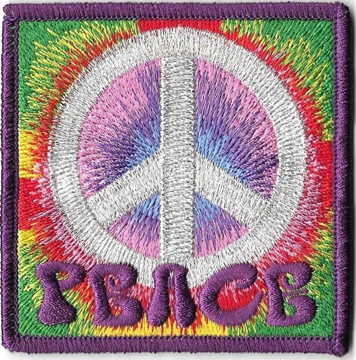 Peace Symbol Tie Dye Embroidered Patch / Iron on Applique - Etsy