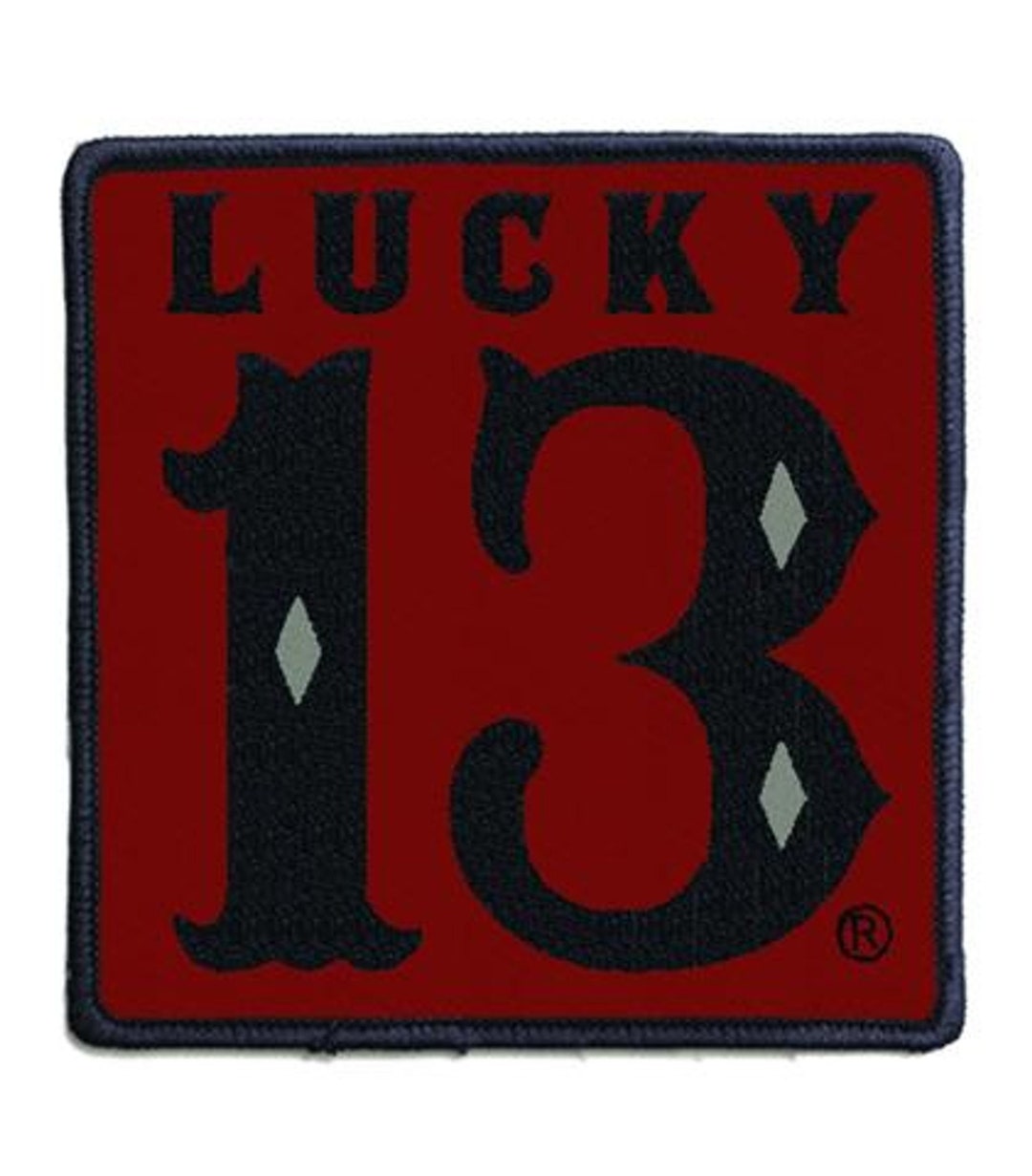 Lucky 13 "red Square" Embroidered Patch / Iron-on Applique, Motorcyle ...