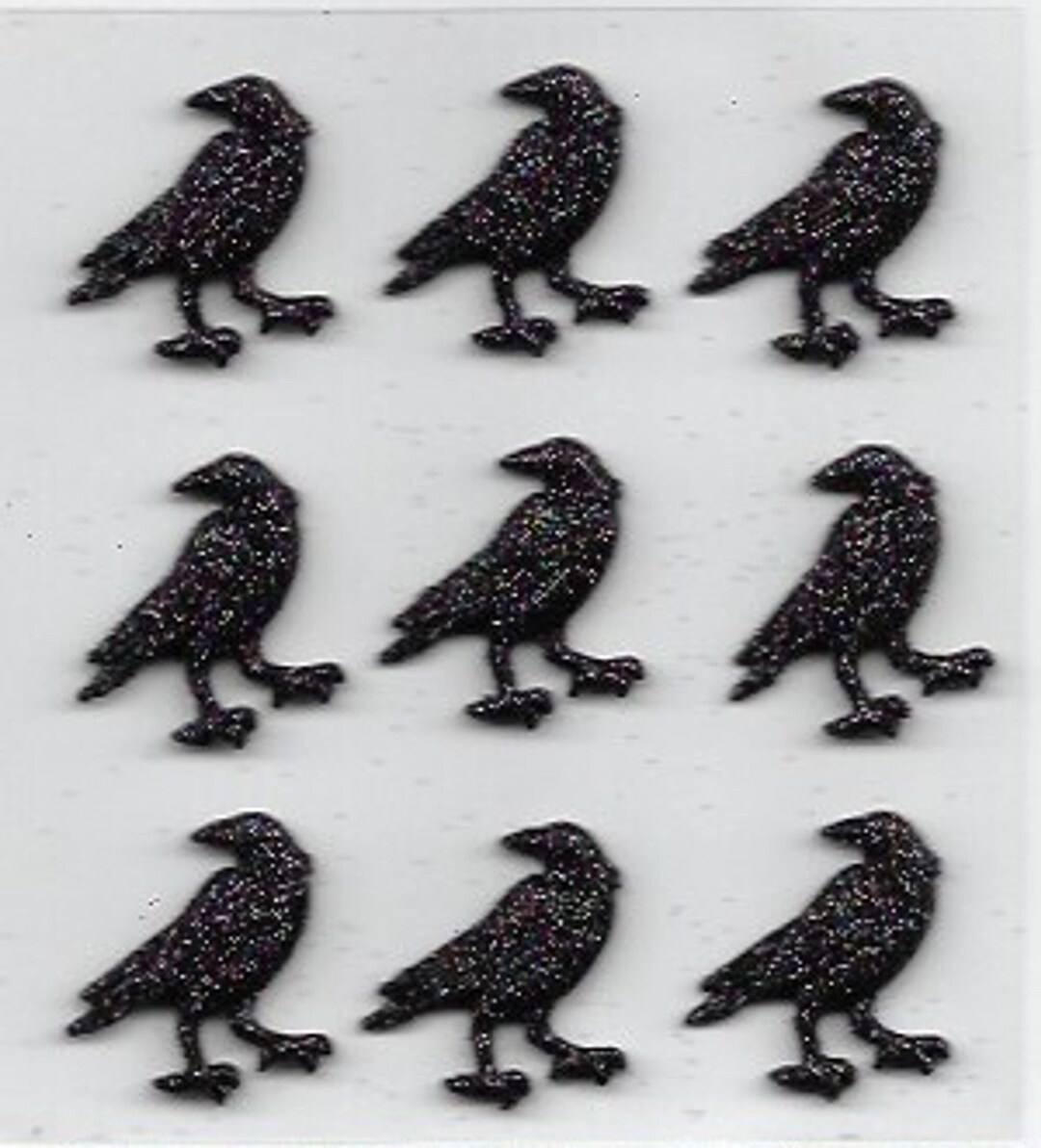 Black Glitter Crow Sticker Embellishments | Ravens | Halloween Birds ...