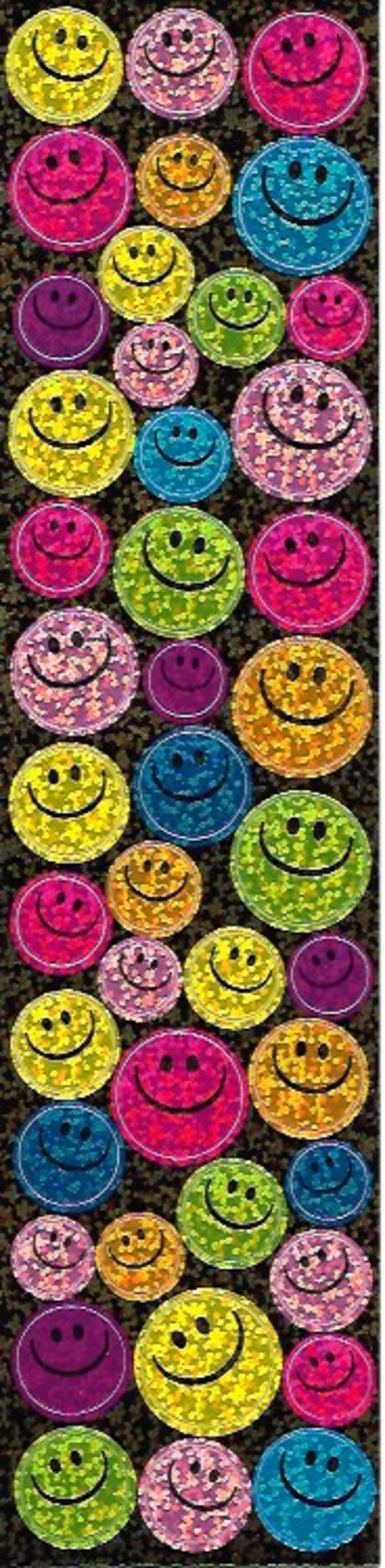 Retro Happy Face Stickers, Glitter Smileys, Happy Faces, Sixties Kitsch ...