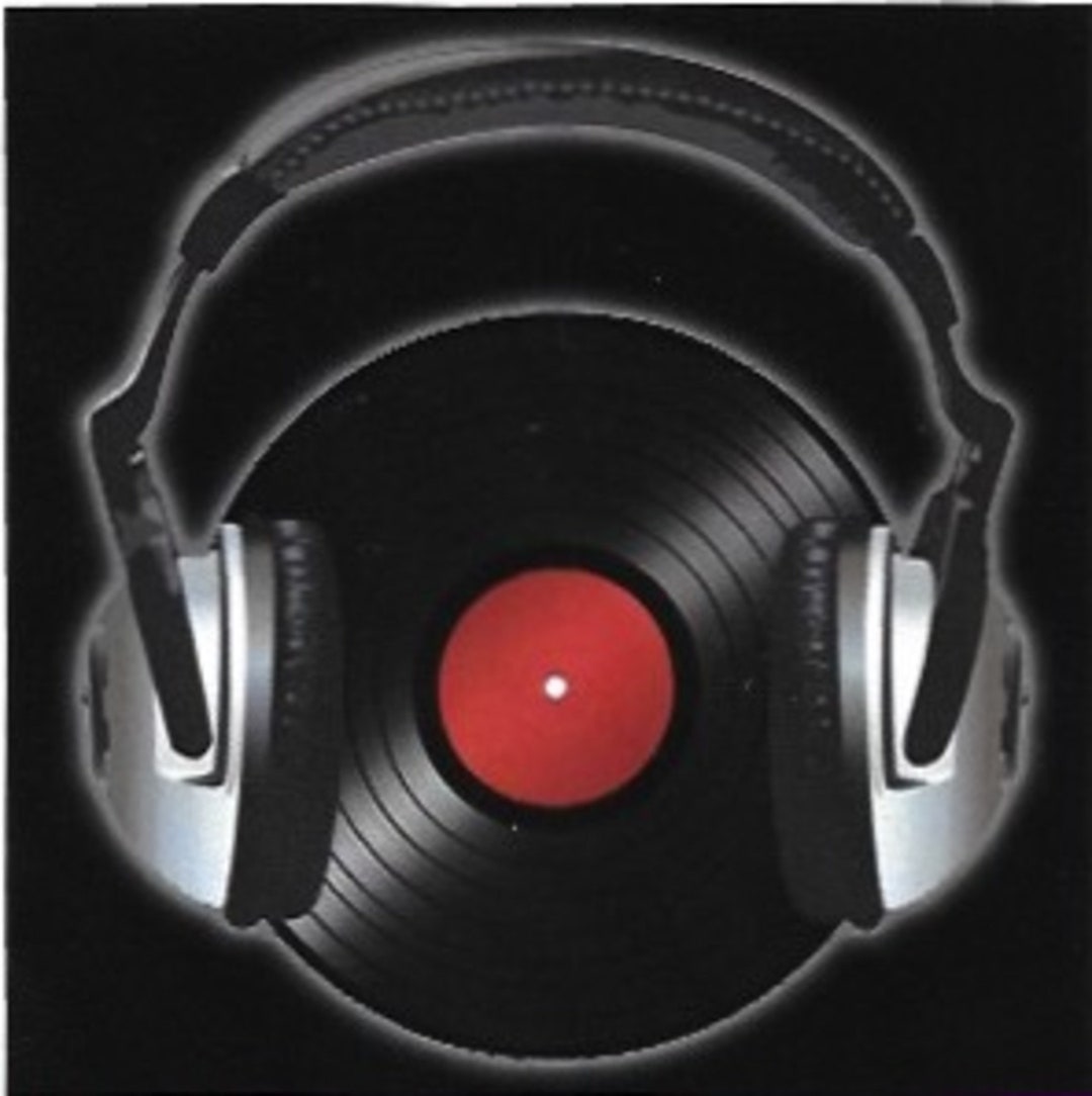 Headphones With Record Sticker | Bumper Sticker | Skateboard Sticker ...