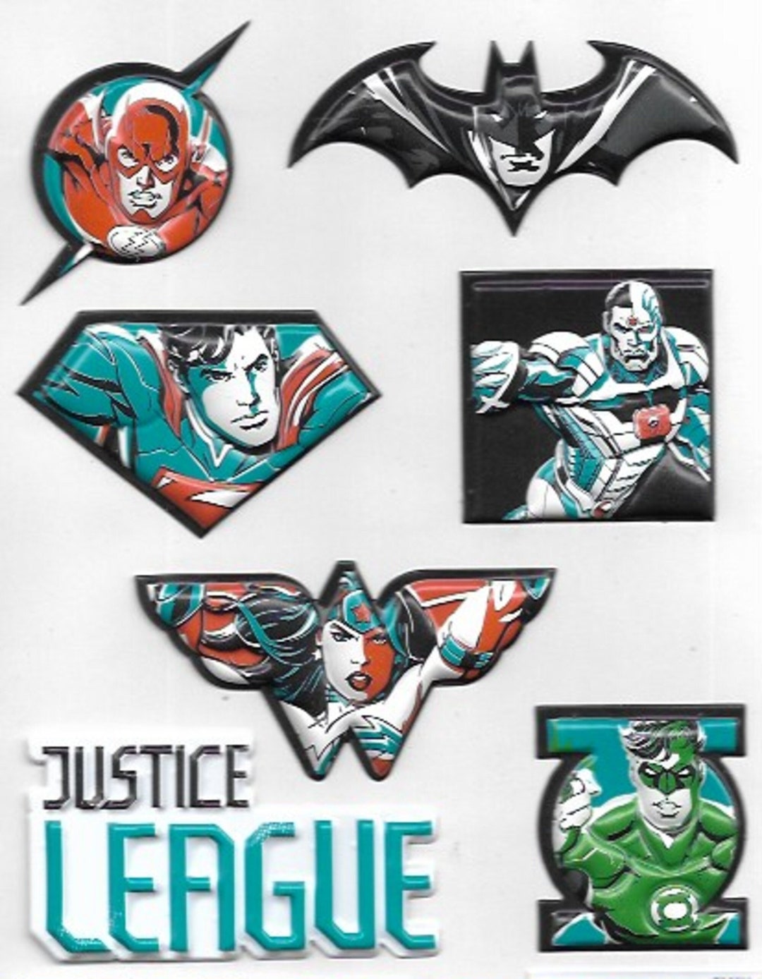 Justice League Puffy 3D Sticker Set | 6 Colourful Superhero Stickers ...